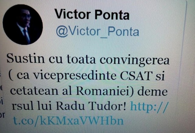 Ponta : “Sustin cu toata convingerea demersul lui Radu Tudor” | Radu Tudor